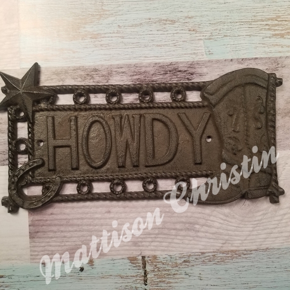 Accents | Cast Iron Cowboy Boot Howdy Welcome Plaque | Poshmark